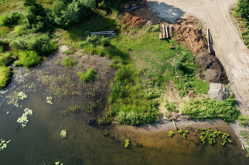 Clean Shores: a Top-Down View of Ecological Restoration Stock Image ...