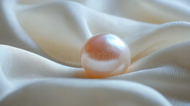 A Clean Shot of a Pearl Resting on Smooth White Silk with Soft Natural ...