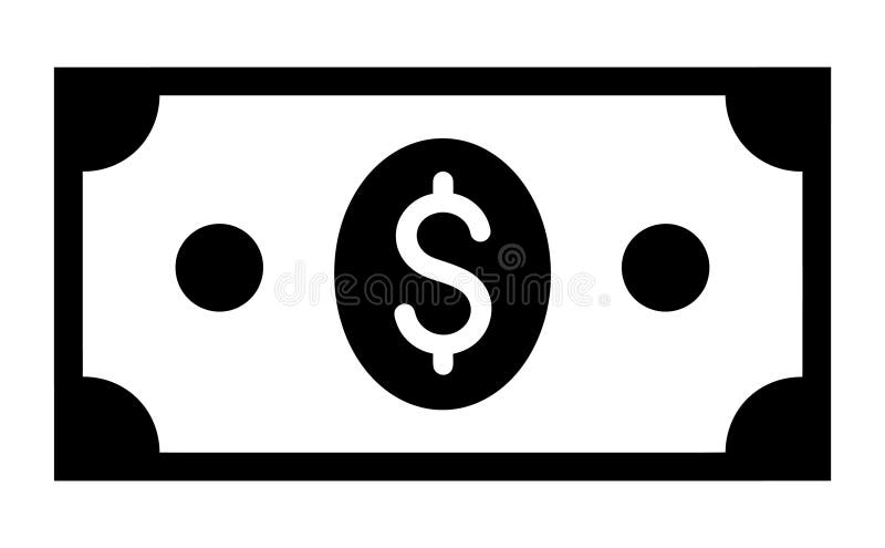 Dollar Bill Icon - Black and White Stock Vector - Illustration of cartoon, dollar: 386549851