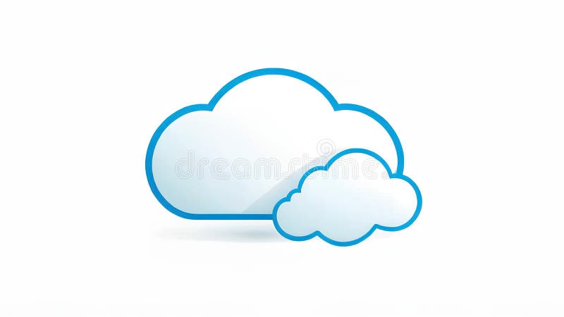 A Clean and Simple Cloud Icon with Blue Outlines Isolated on a White ...