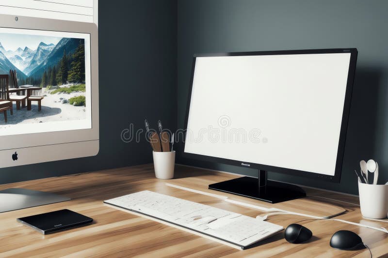 Clean and Simple Computer Monitor Mockup.AI Generated Stock ...