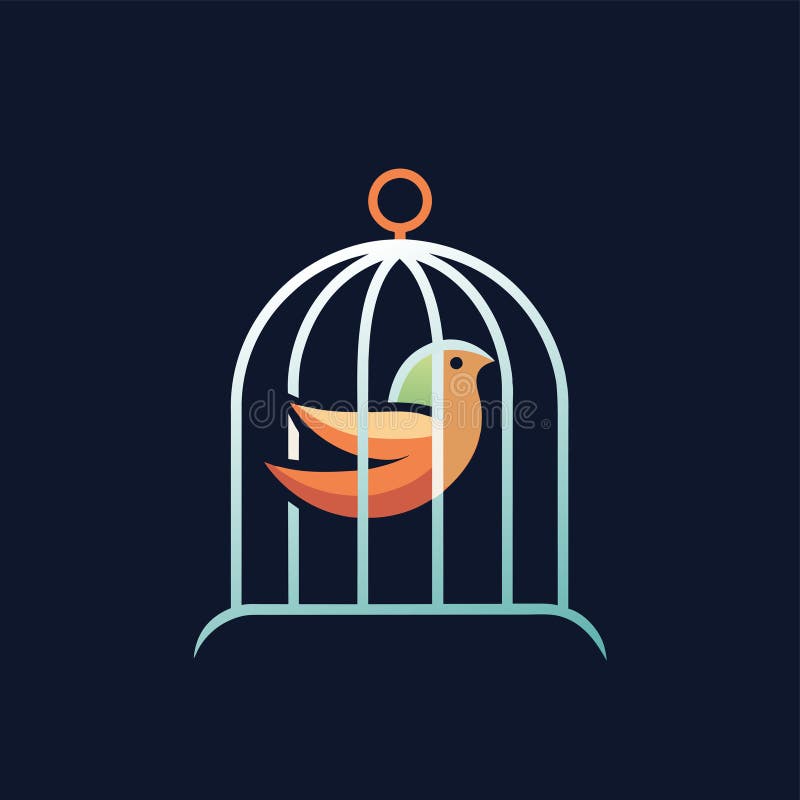 A Clean and Simple Design Featuring a Bird Cage with a Yellow Bird ...