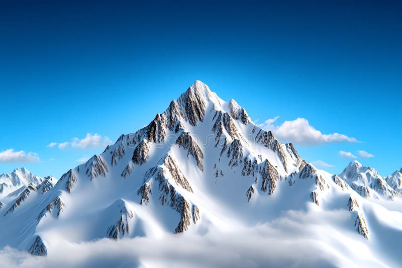 A Clean, Simple Design of Snow-covered Mountains, with only the Peaks ...