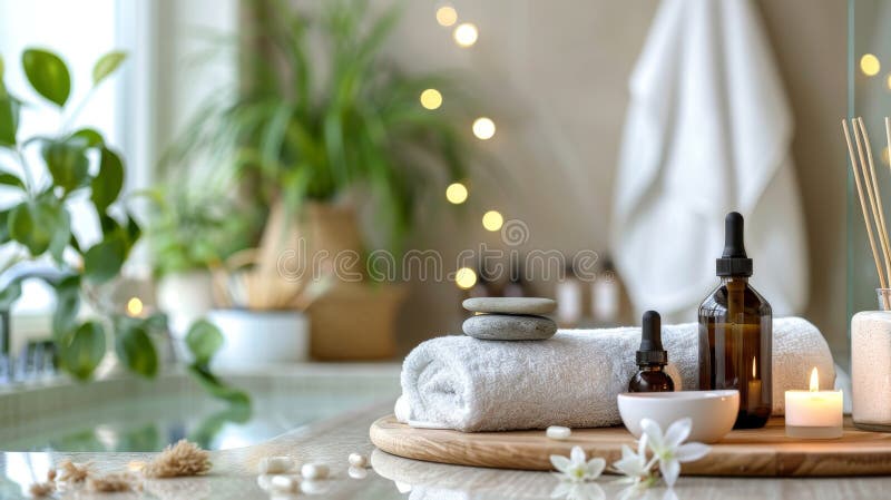 Clean and Simple Display of Holistic Self-care Items Stock Illustration ...