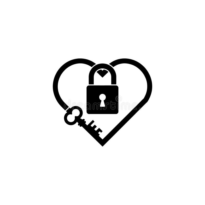 Heart Lock and Key Vector Illustration in Minimalist Style Stock Vector ...