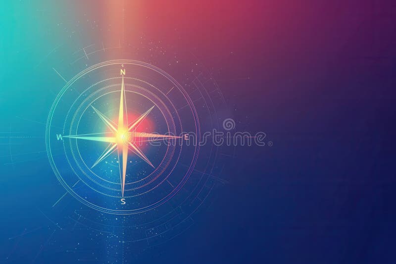 A Clean and Simple Illustration of a Compass on a Blue and Red Gradient ...