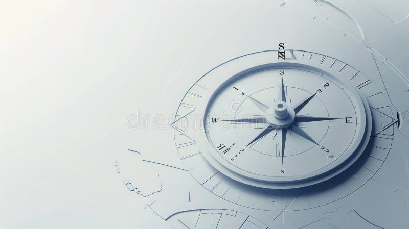 A Clean, Simple Illustration of a Compass with Clear Lines on a White ...