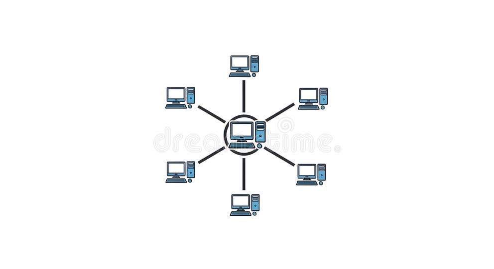 Computer Network Diagram: Centralized Server with Multiple Clients ...