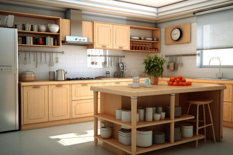 Clean Simple Kitchen Room. Generate Ai Stock Image - Image of chair ...