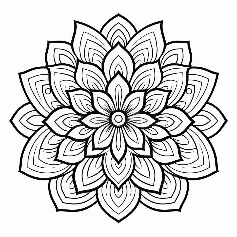 Clean and Simple Mandalas: Coloring Book Line Art Stock Illustration ...