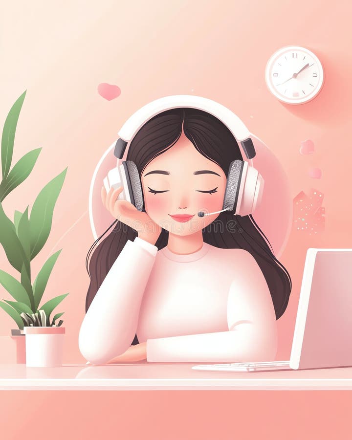 Clean and Simple Pastel-style Artwork of a Customer Service ...