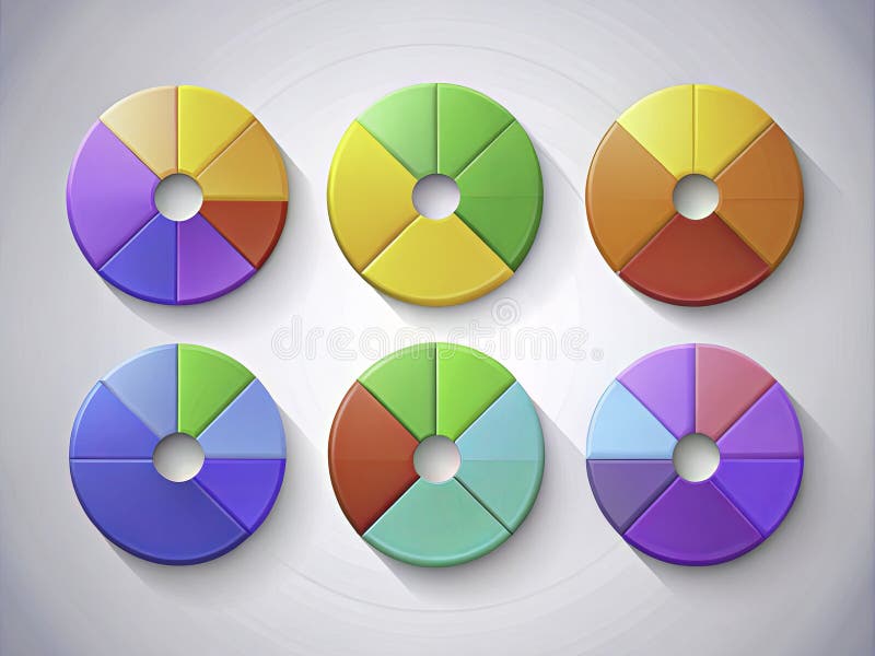 Clean Simple Pie Chart Diagrams a Versatile Set for Data Visualization ...
