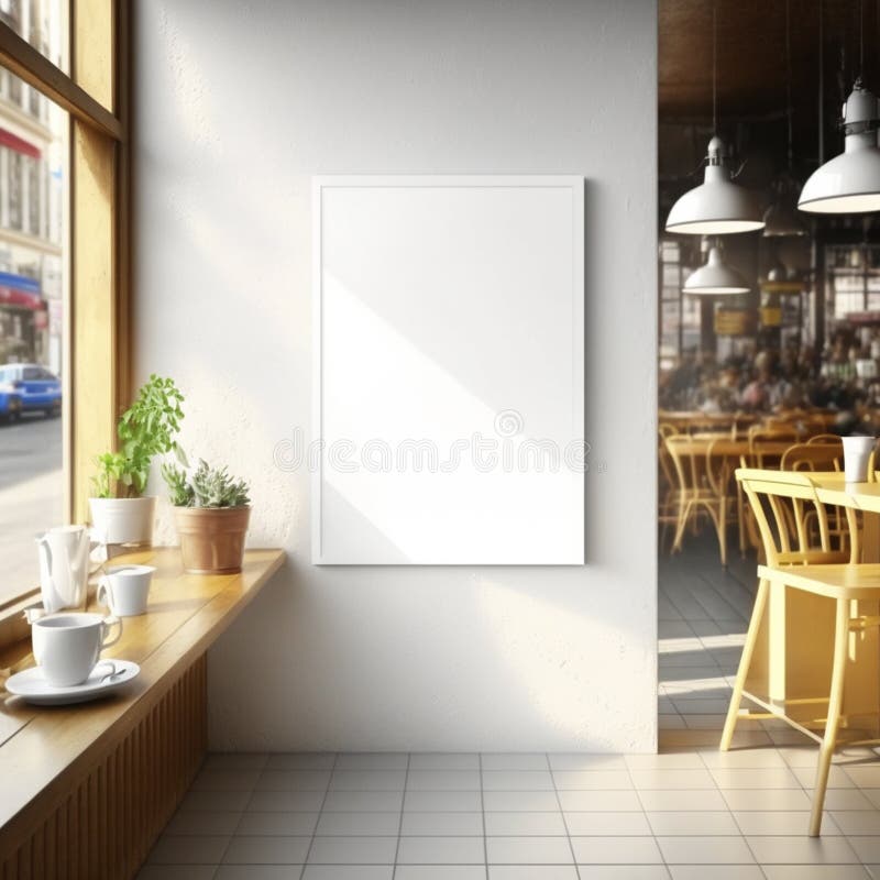 Ai Generative Clean and Simple Poster Mockup in a Caffe with Soft ...
