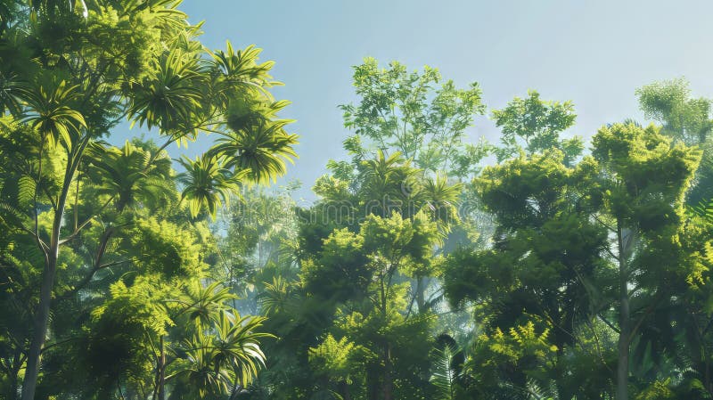 Clean, Simple Rainforest Treetops. Stock Illustration - Illustration of ...