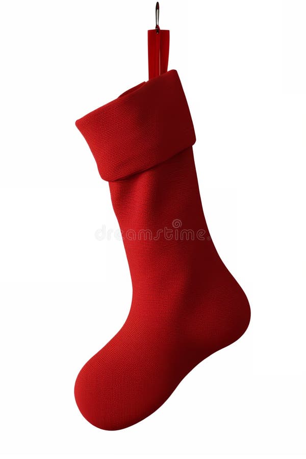 A Clean, Simple Red Stocking Hanging Against a White Wall . Stock ...