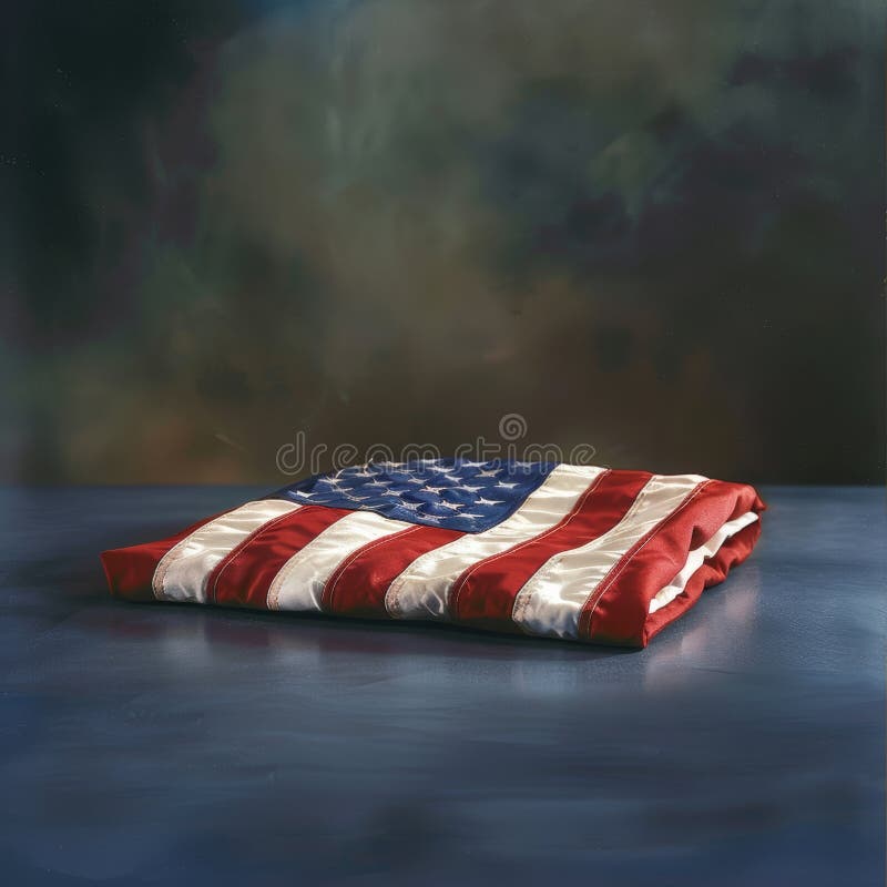 Clean and Simple Representation of a Folded Flag on a Table. Stock ...