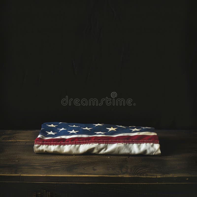 Clean and Simple Representation of a Folded Flag on a Table. Stock ...
