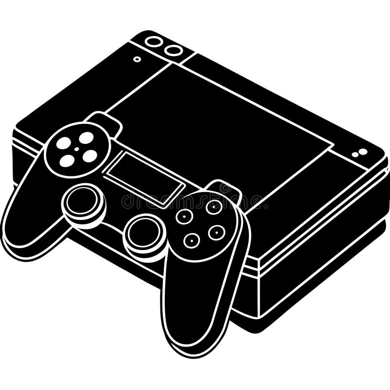 Silhouette of a Modern Gaming Console and Controller Stock Illustration ...