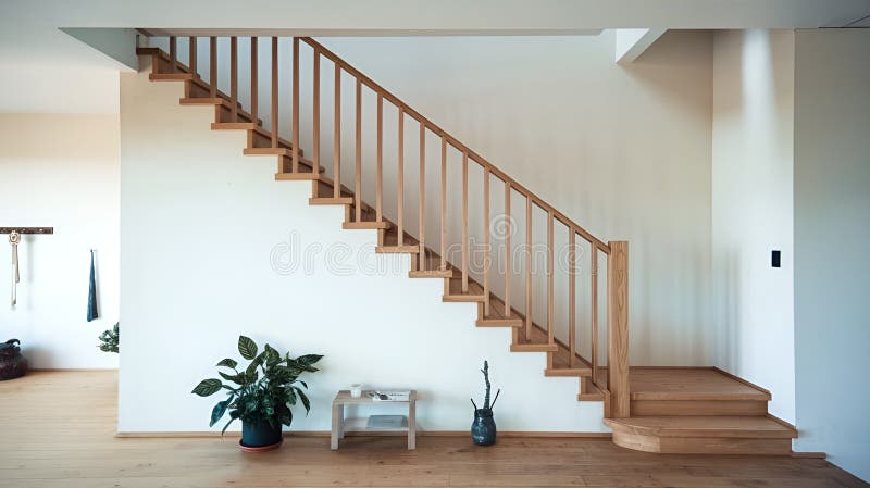 Minimalist Wooden Staircase Design Stock Photo - Image of stairs ...