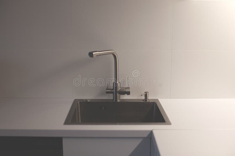 Clean Sink in the Kitchen. White Tabletop Stock Image - Image of ideas ...