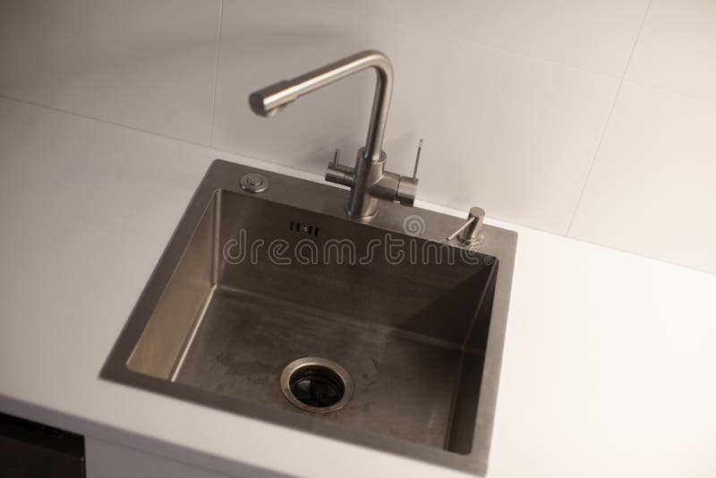 Clean Sink in the Kitchen. White Tabletop Stock Image - Image of ideas ...