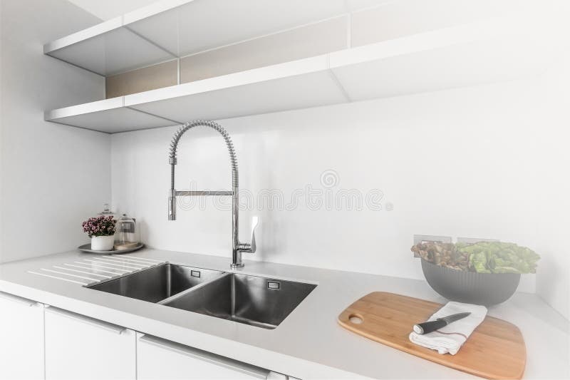Clean Sink with White Light in the Kitchen, Concept of Cleanliness and ...