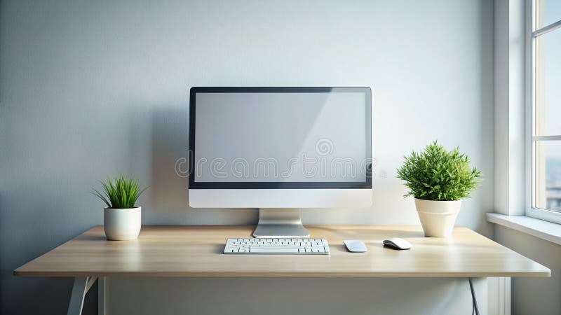 A Clean Slate Simple and Stylish Workspace with a Blank Computer Screen ...