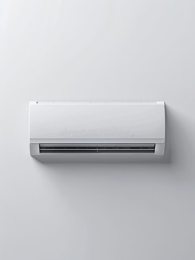 Clean and Sleek Air Conditioner Mounted on a White Wall for Modern ...