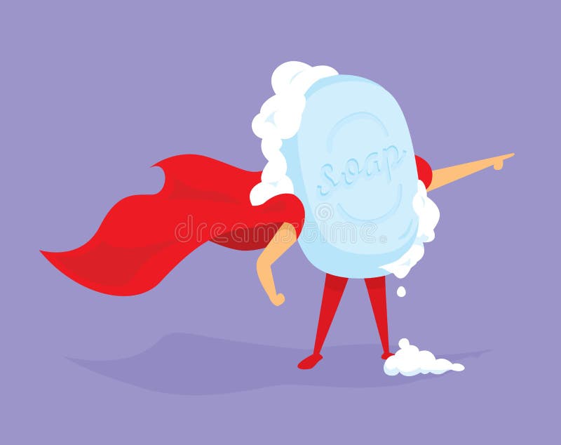 Clean Soap Super Hero with Cape Stock Vector - Illustration of liquid ...