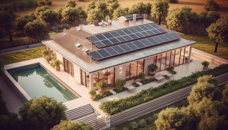 Clean Solar Energy Powers Modern Residential Building in Nature ...
