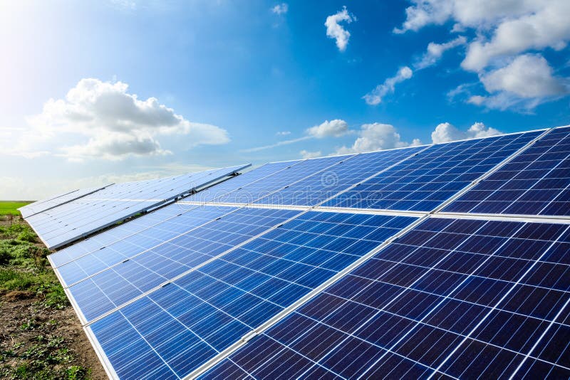 Clean Solar Panels and Beautiful Natural Landscape Stock Photo - Image ...