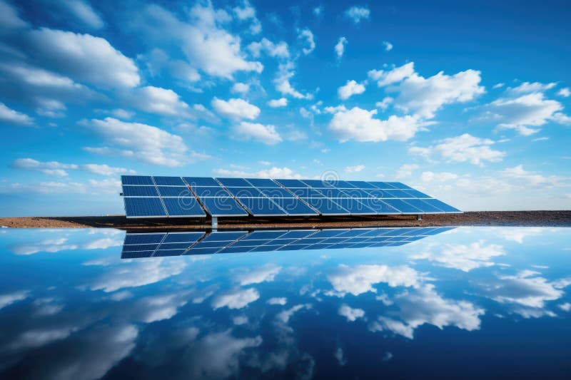 Clean Solar Panels Reflecting the Blue Sky Stock Illustration ...