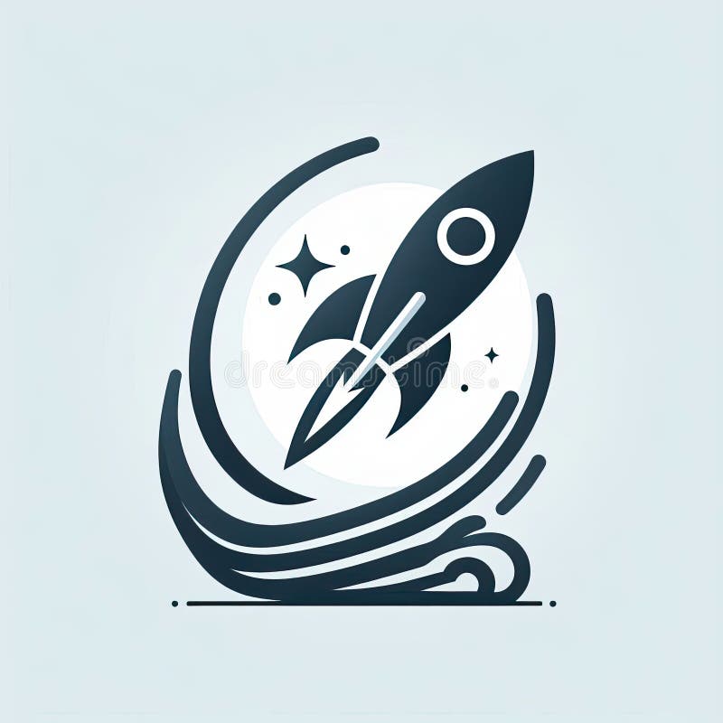 Clean Space Logo with Flying Rocket Stock Illustration - Illustration ...