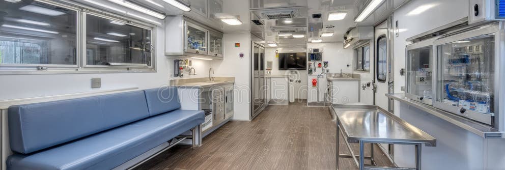 Sterile Interior of a Mobile Veterinary Van with an Open Layout ...