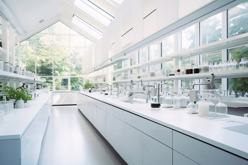 Clean, Spacious Lab with Various Scientific Tools and Glassware ...
