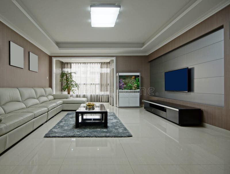 Spacious living room stock image. Image of wallpaper - 30113093