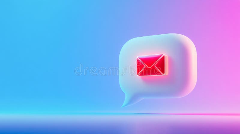 Modern Speech Bubble with Email Icon and Notification on Vibrant Blue ...