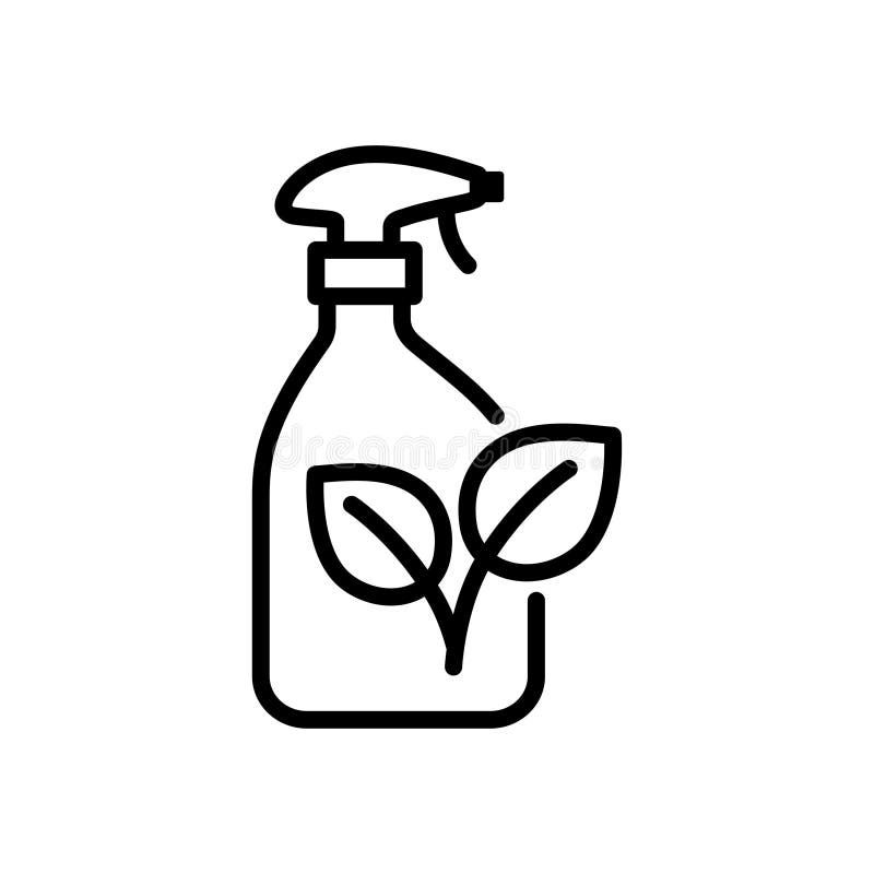 Clean Spray Bottle with Leaves Outline Icon. Biodegradable Package ...