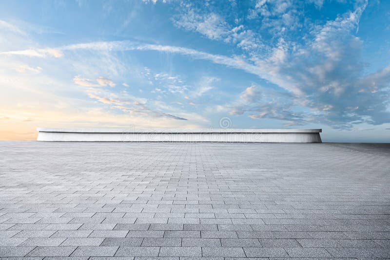 Clean Square Pavement and Natural Scenery Stock Image - Image of road ...