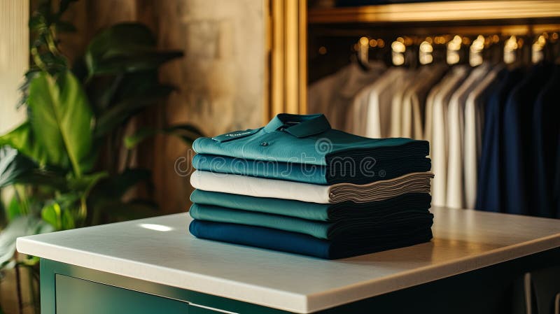 A Clean Stack of Freshly Pressed Uniforms Styled on a Bright Countertop ...