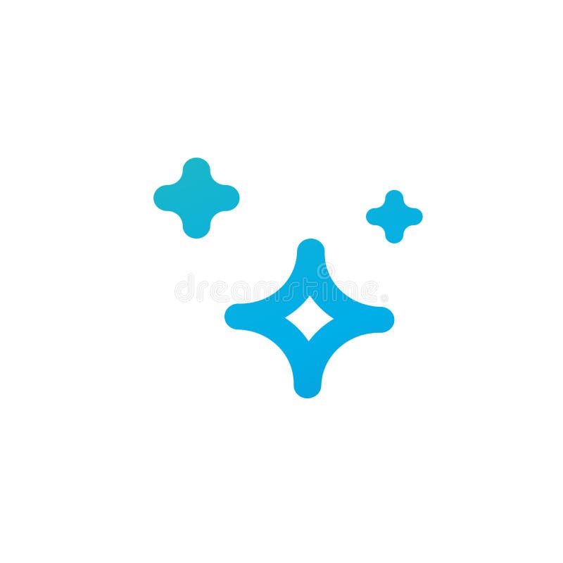 Shine Icon, Clean Star Icon. White Icon on Blue Background Stock ...