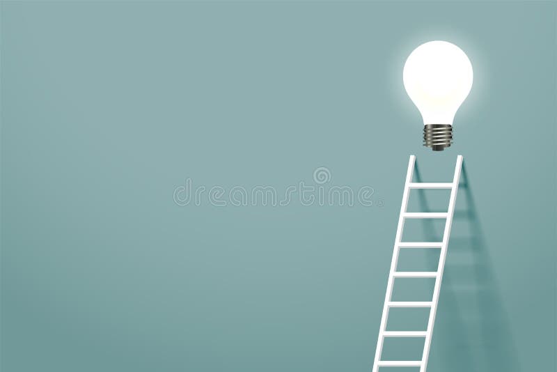 Glowing Ladder and Light Bulb Design Represent Idea or Innovation ...