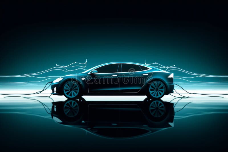 Clean and Straightforward Electric Car Silhouette Stock Illustration ...