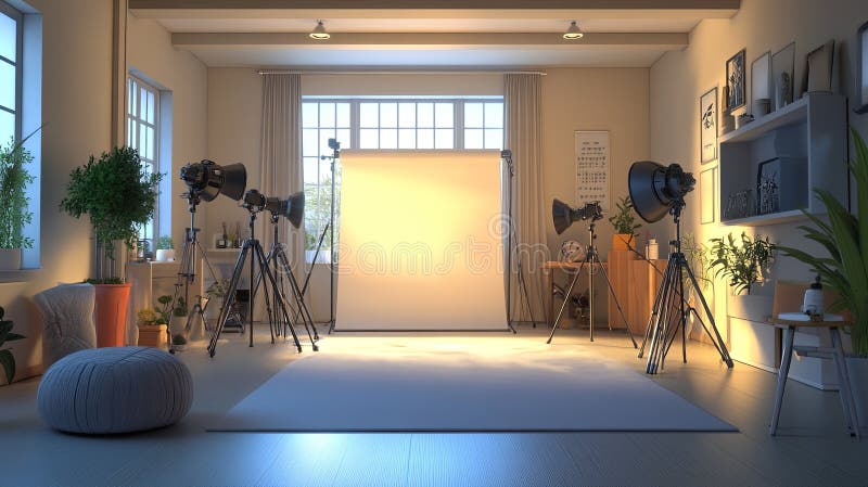 A Clean Studio Scene with Tripods, Diffusers, and Neatly Arranged ...