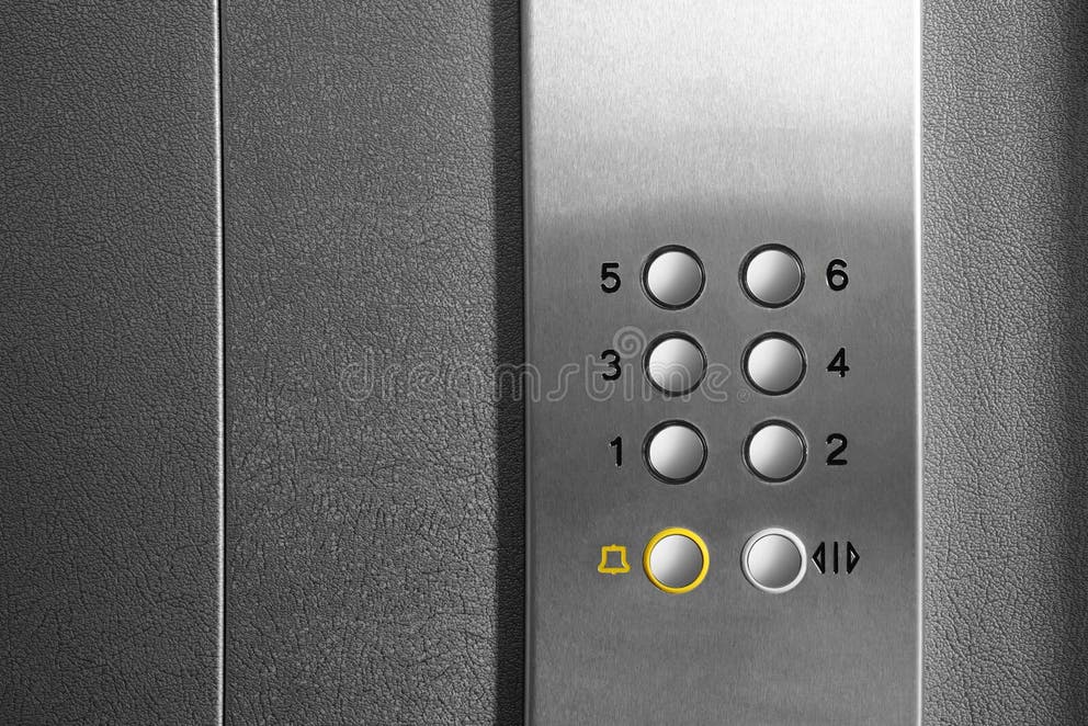 Clean Stylish Elevator Call Panel with Buttons, Closeup Stock Photo ...