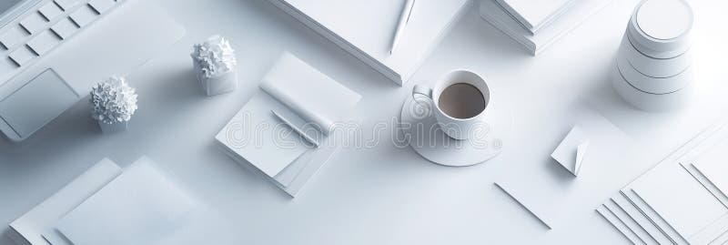 Professional Paper Art Background with Office Elements in 3D Cut Style ...