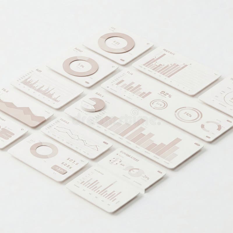 A Clean, Stylized Dashboard Mockup with Graphs and Modules in Pale ...