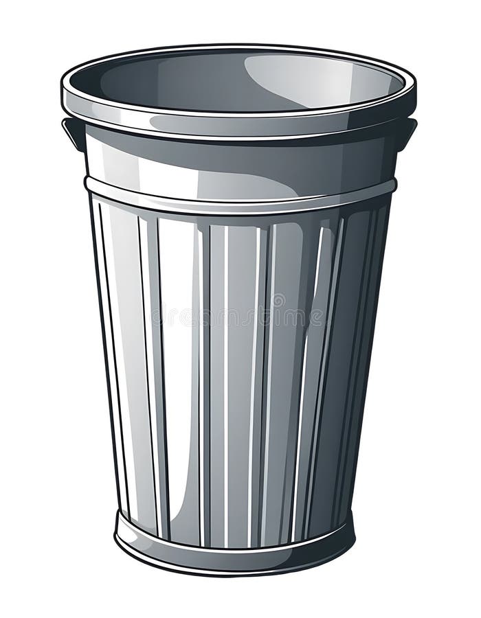 Vector Illustration of a Stylish Gray Trash Can Stock Illustration ...