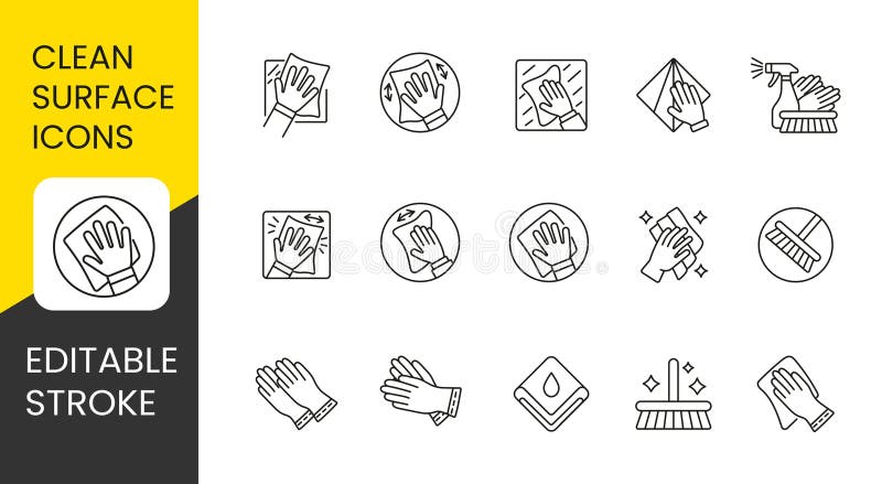 Clean Surface before Using Mounting Foam, Vector Line Icon Set with ...