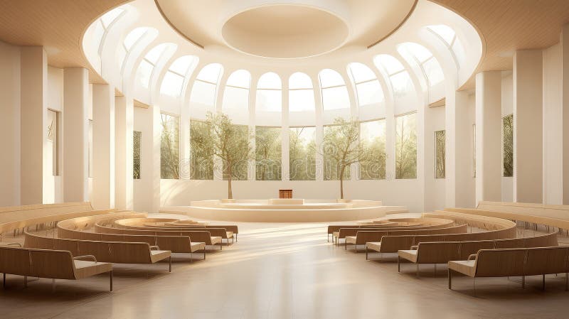 Clean synagogue interior stock illustration. Illustration of garden ...
